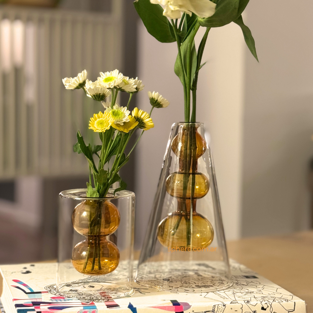 Floreros de vidrio Amber Stack - Colección Bloom